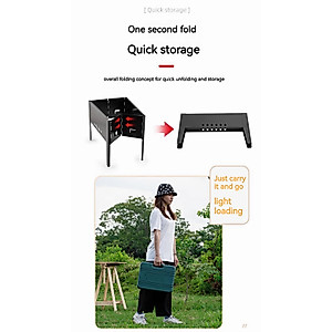 All-in-One Portable Folding BBQ Grill Set for Family Picnic - Food-Grade Material, Thickened Grill Net, Large Carbon Tank Capacity