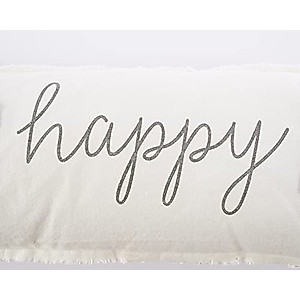 Mud Pie Our Happy Long Pillow, 1 Count (Pack of 1), White