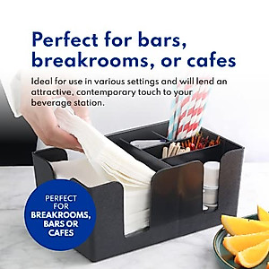 New Star Foodservice 48001 Plastic Bar Caddy Organizer with 6 Compartments, Black