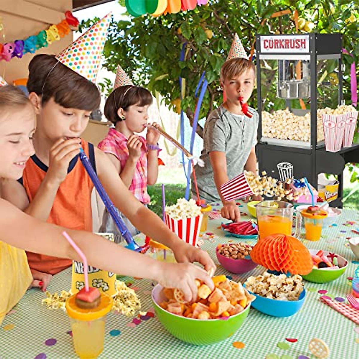 8 Ounce Popcorn Machine Movie Theater Style with Cart Old Fashioned Popcorn Maker Machine for Home Commercial Halloween Christmas Gift, Black