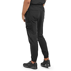 KESWI Bristol Seven Pocket Jogger Scrub Pants for Men – 4 Way Stretch, Anti-Wrinkle, Ultra Soft Medical Scrub Uniform Black