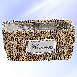 Hemoton Woven Hamper Basket with Handles Wicker Seagrass Belly Basket Wicker Flower Basket with Handle Wicker Hamper Baskets for Gifts Flower Pot Indoor Flower Girl Storage Basket Bamboo