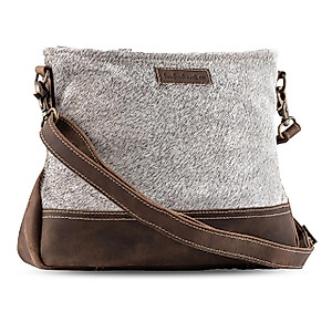 SIXTEASE Womens Shoulder Bag Vintage Style Shoulder Bags for Women - Made with Genuine Leather, Upcycled Canvas, or Hair On - Handmade, Adjustable Strap, Brass and Zinc Hardware - Raffle