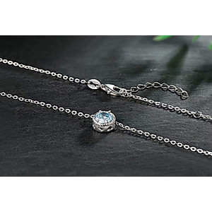 Presentski March Birthstone Necklace for Mom Aquamarine Necklace Mother's Day Gifts for Women Grandmother Necklace