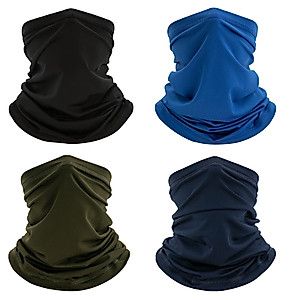 4 Pack Neck Gaiter Breathable Bandana Mask for Outdoor Protection,Washable Reusable Cooling Gator Mask Face Scarf Cover Protect from Dust Sun for Men Women Fishing Cycling Running Gaitor, Solid