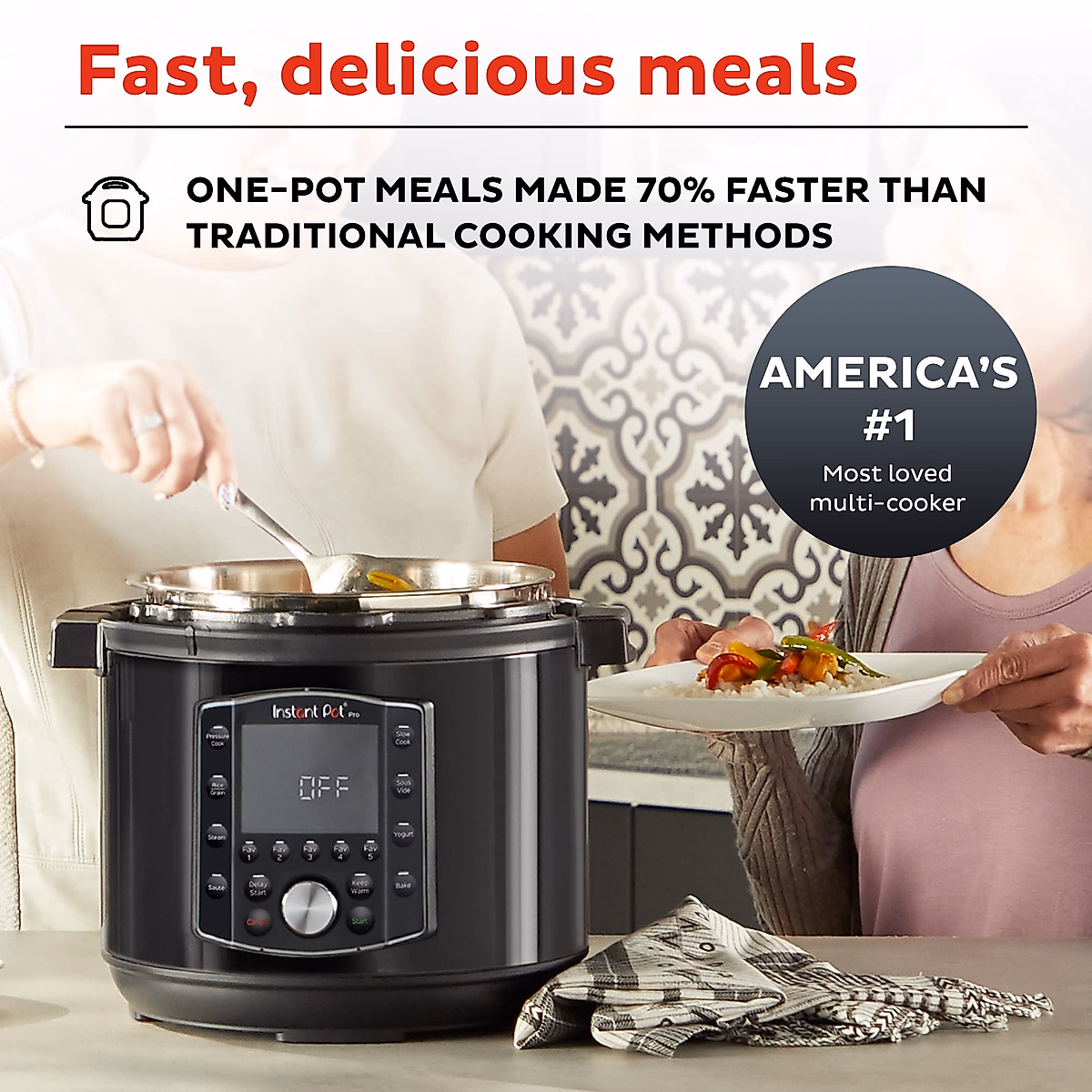 Instant Pot Pro 10-in-1 Pressure Cooker, Slow Cooker, Rice/Grain Cooker, Steamer, Saute, Sous Vide, Yogurt Maker, Sterilizer, and Warmer, 6 Quart & Ceramic Inner Cooking Pot - 6 Quart