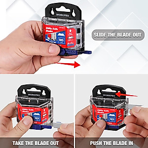 WORKPRO Folding Utility Knife, 3-Pack EDC Foldable Pocket Utility Knife Sets&WORKPRO 50-Pack Utility Knife Blades with Dispenser