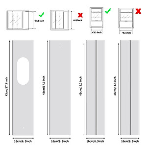 gulrear Portable air Conditioner Window kit Universal Portable AC Window Vent kit with 4 Plates Seamless Slot Style Portable ac Window kit Adjustable Length from 20" to 62" Suit for 5.0" Exhaust Hose