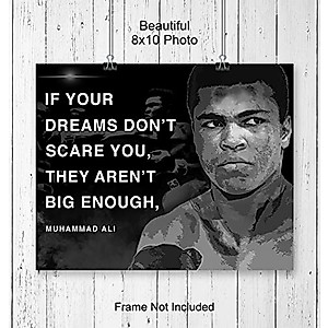 Muhammad Ali Poster - Motivational Sports Quote - Wall Art Decor for Home, Office, Gym, Man Cave, Bedroom - Gift for Men, Boys, Teens, Graduation, Boxing, Workout, Weightlifting Fans - 8x10 UNFRAMED