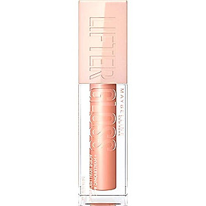 Maybelline Lifter Gloss, Hydrating Lip Gloss with Hyaluronic Acid, High Shine for Plumper Looking Lips, Amber, Cream Neutral, 0.18 Ounce