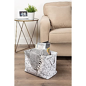 DII Polyester Storage Bin, Marble, White, Medium