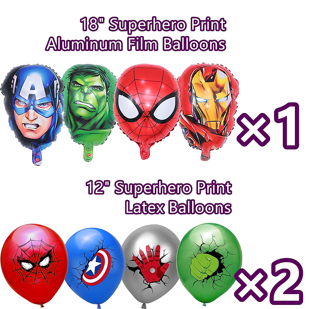12Pack Avenger Super Hero Spider Balloons Foil And Latex Party Supplies Kids Birthday Party Decorations