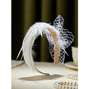 SWEETV Fascinators for Women Tea Party Women's Fascinators for Kentucky Derby Party,Church Cocktail,1920s Gatsby White