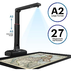 VIISAN S21 Large Format Book & Document Scanner, Capture A2, 27MP High Resolution, Auto-Flatten & Fingerprint Removal Technologies, Adjustable Height, Multi-Language OCR, Run On Windows & macOS
