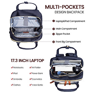 LOVEVOOK Backpack for Women,Laptop Backpack Women,Fits 15.6 Inch Laptop Bag,School Backpacks,Fashion Travel Work Anti-theft Bag,Waterproof Business Computer College Backpack Purse,Beige-Blue-Brown