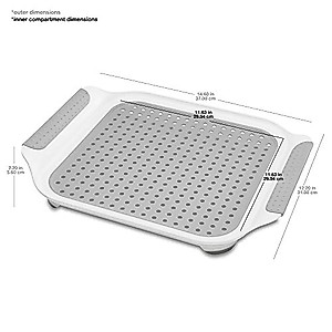 madesmart Soft Draining Sink Mat - White, Grey | SINKWARE COLLECTION | Dry Cups, Utensils, or use to Catch Food Prep | Soft-grip Handles for Portability | Non-slip Rubber Feet | BPA-Free