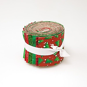 17 Pcs Fabric Strips Cute, Beautiful 100% Cotton Fabric Quilting Strips, Width 2.5 inch Length 42 inche, Gifts Christmas Basics Red and Green Blenders Jelly Roll, DIY Blankets