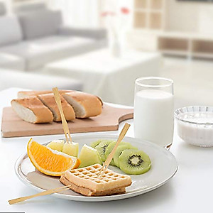 Bamboo Forks 3.5 Inches Disposable Mini Food Picks Double Prong Fruit Cocktail Forks Blunt-end Forks for Appetizer, Cocktail, Fruit, Pastry, Dessert (110 Pcs)