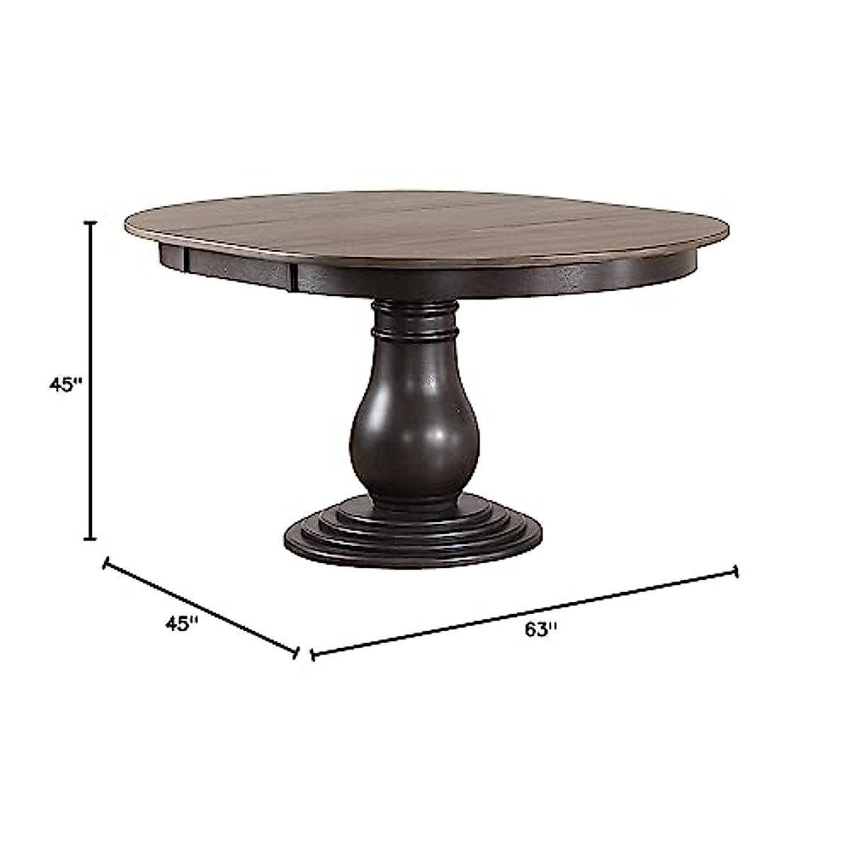 Iconic Furniture Bella Base Dining, 45" x45" x 63" Antiqued Grey, Black Stone Round Table