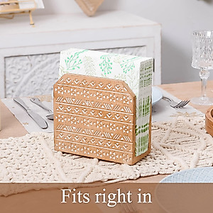 NIKKY HOME Bohemian Wood Farmhouse Countertop Napkin Holder