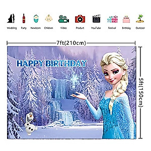 Frozen-Backdrop for Girls Birthday Party,7 x 5ft Elsa Photo Background Wall Decorations Vinyl Photography Supplies for Kids Boys Toddlers