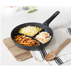 Kitchen Flower Multi 3 Divider Non Stick Coating Frying Pan 28cm