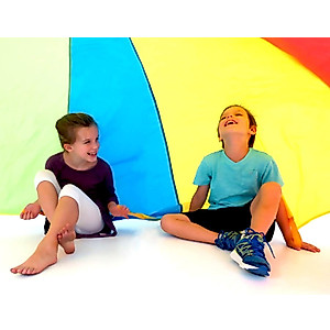 Play Platoon Rainbow Parachute Toy for Kids, 6 ft Play Parachute Game for Kids with 8 Handles, Parachute for Kids, PE Equipment for Elementary School Gym Class, Backyard/Indoor Play Equipment