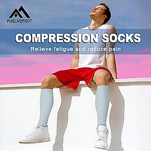 6 Pairs Compression Socks for Women & Men 15-20mmHg Graduated Support Knee High Socks for Nurses, Travel, Athletic