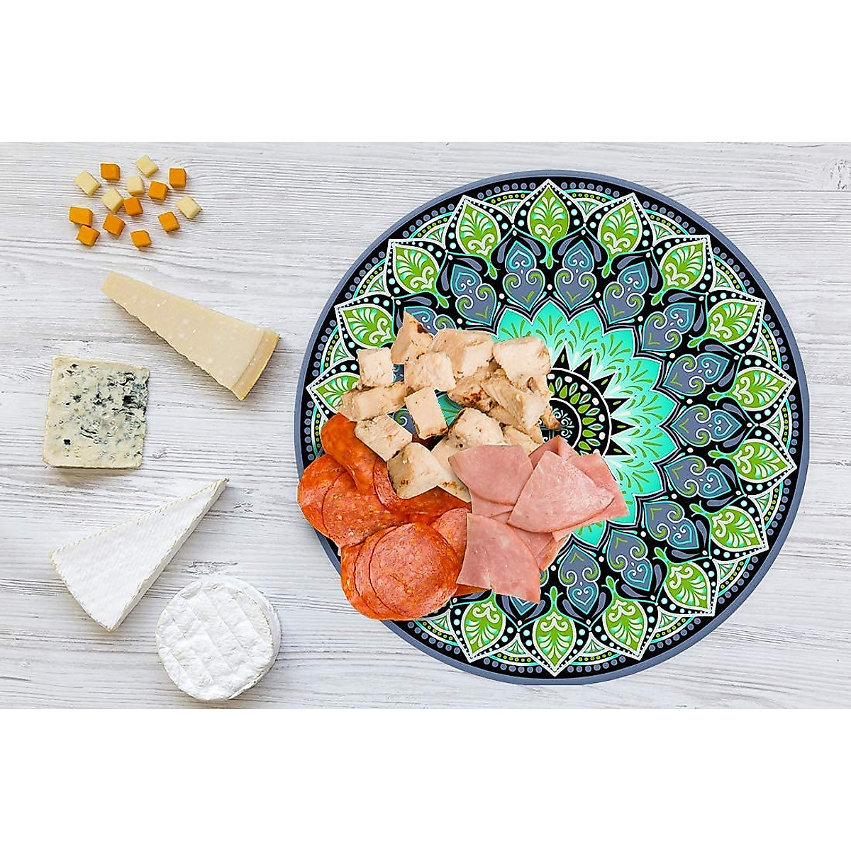 HASTA LA RAIZ | Mexican Handmade Cheese Board covered with resin. Ideal for Charcuterie Platter & Serving Tray. Model: Mandala.