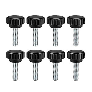 uxcell M6 x 20mm Metric Male Thread Knurled Clamping Knobs Grip Thumb Screw on Type Hand Clamping Handle Bolt with 21mm Plastic Knobs Black 8 Pcs