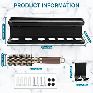 KKUYT Storage Holder for Dyson Airwrap Styler, Wall Mount Curling Iron Accessories Organizer Rack for Dyson Air Wrap Attachments, Hair Dryer Rack with Air Cushion Comb & Adhesive for Home Bathroom