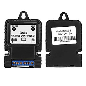 Junlucki 6V/12V Solar Charge Controller, Plastic Pwm Solar Controller, for Renewable Energy Sources Renewable Energy Accessories