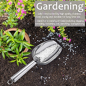 E-far 6 Ounce Ice Scoop Set of 2, Small Stainless Steel Scoops for Ice Cube/Candy/Flour/Sugar, Metal Utility Scoops for Canisters, Baking, Kitchen Pantry, Rust Free & Dishwasher Safe