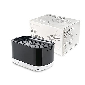 Dish Soap Dispenser | Dishwashing Soap Dispenser | Sponge Holder for Kitchen Sink | Dish Soap Dispenser with Sponge Holder | Hand Single Press Easy Use Capacity (Black)