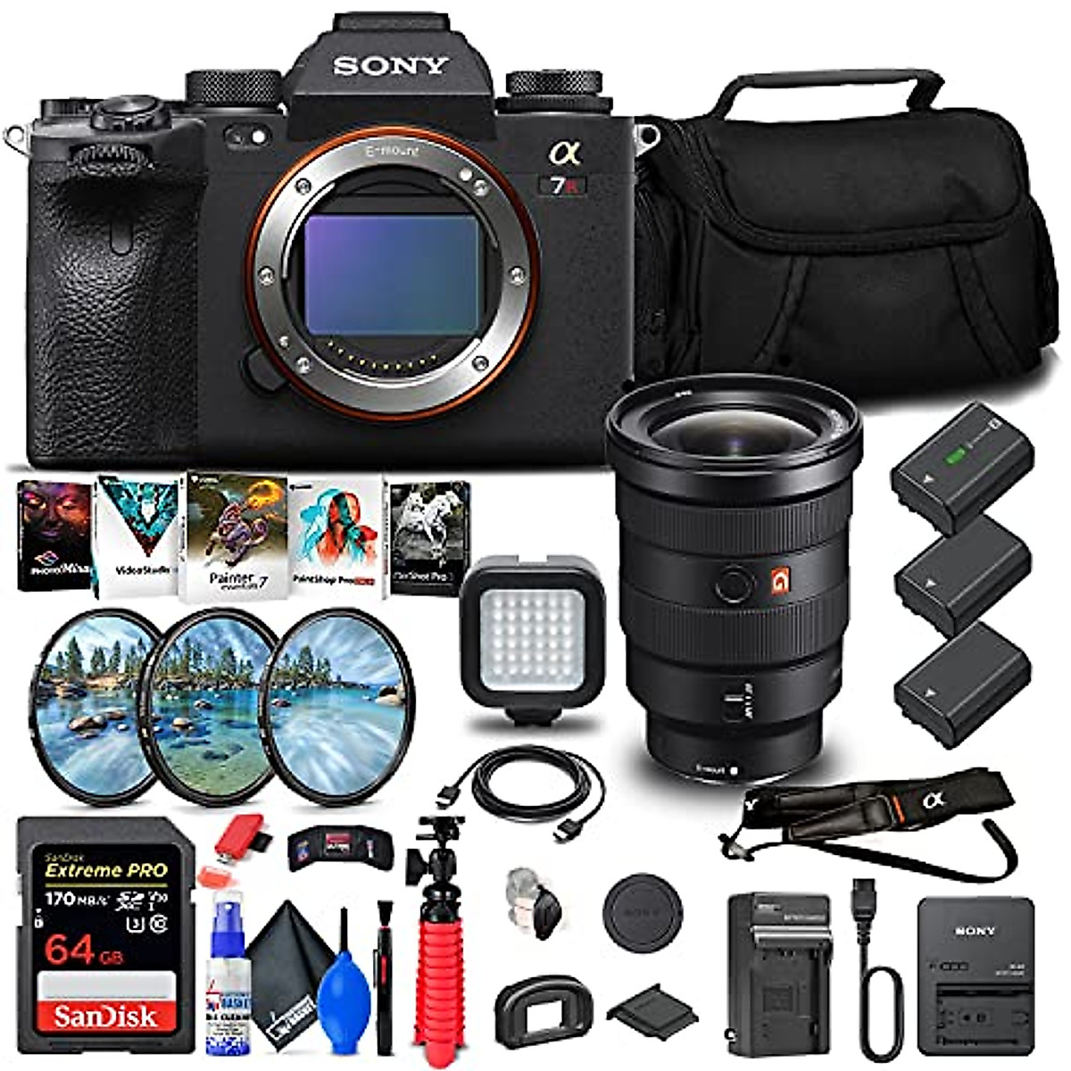 Sony Alpha a7R IIIA Mirrorless Digital Camera (Body Only) (ILCE7RM3A/B) + Sony FE 16-35mm Lens + 64GB Memory Card + Corel Photo Software + Case + 2 x NP-FZ100 Compatible Battery + More (Renewed)