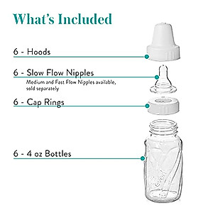 Evenflo Feeding Classic Glass Twist Bottles, 4 Ounce (Pack of 6)