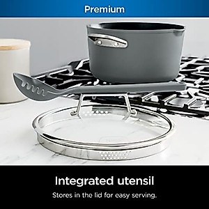 Ninja CW202GY Foodi NeverStick PossiblePot, Premium Set with 7-Quart Capacity Pot, Roasting Rack, Glass Lid & Integrated Spoon, Nonstick, Durable & Oven Safe to 500°F, Sea Salt Grey