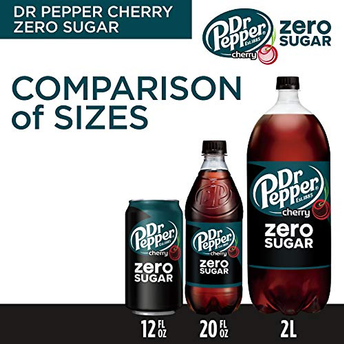 Dr Pepper Cherry Zero Sugar Soda, 12 fl oz cans (Pack of 12)