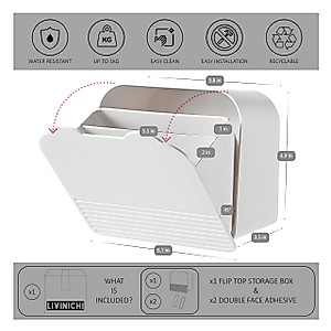 LIVINICHI Feminine Product Organizer - Tampon Storage for Bathroom - Tampon and Pad Holder for Bathroom - Wall Mounted Storage Container - Hygiene Essentials for Women (White)