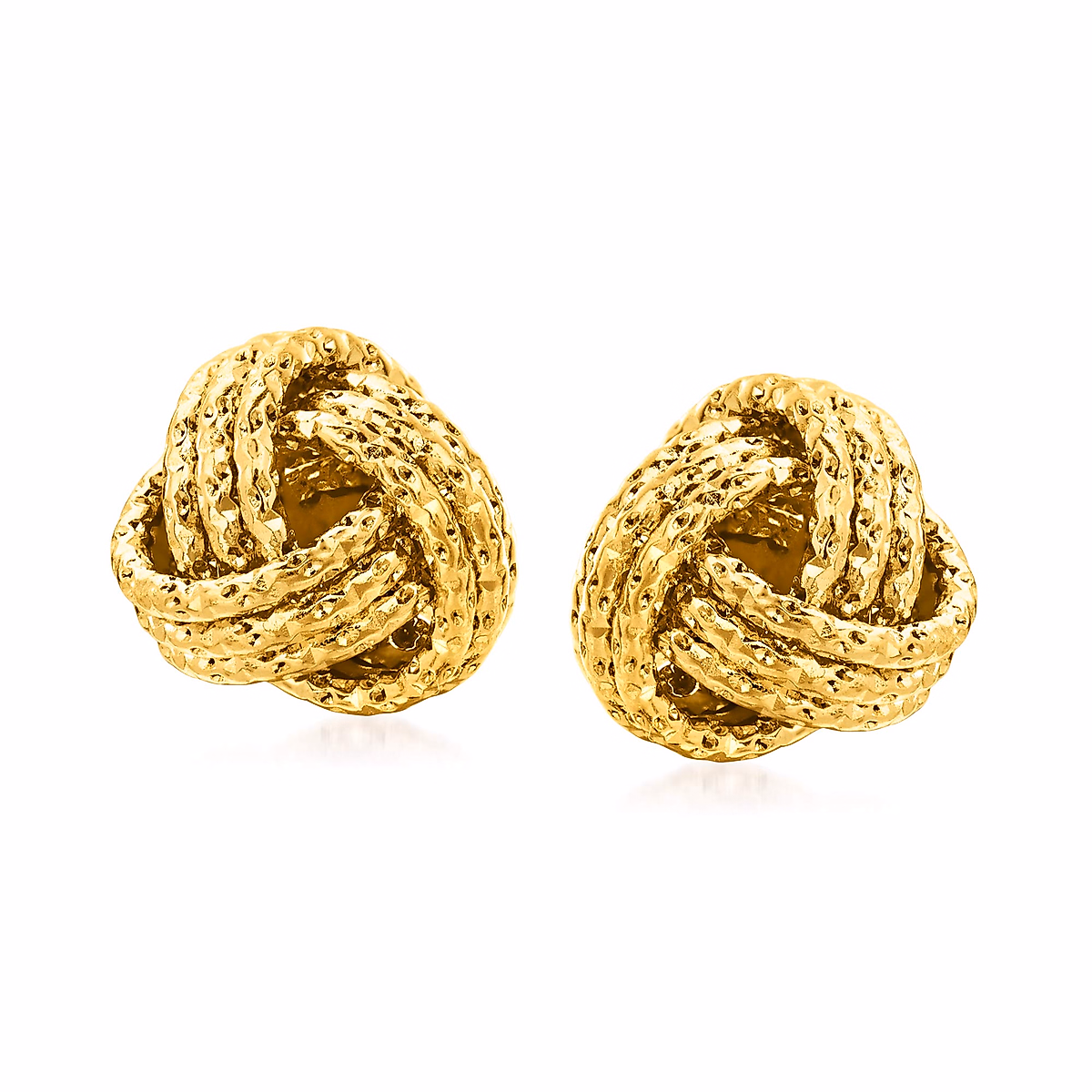 Ross-Simons Italian 14kt Yellow Gold Textured Love Knot Stud Earrings