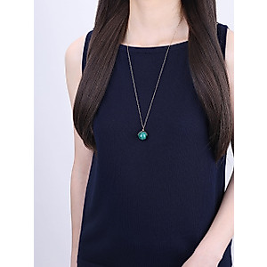 COAI 16mm Malachite Green Stone Pendant Necklace for Women