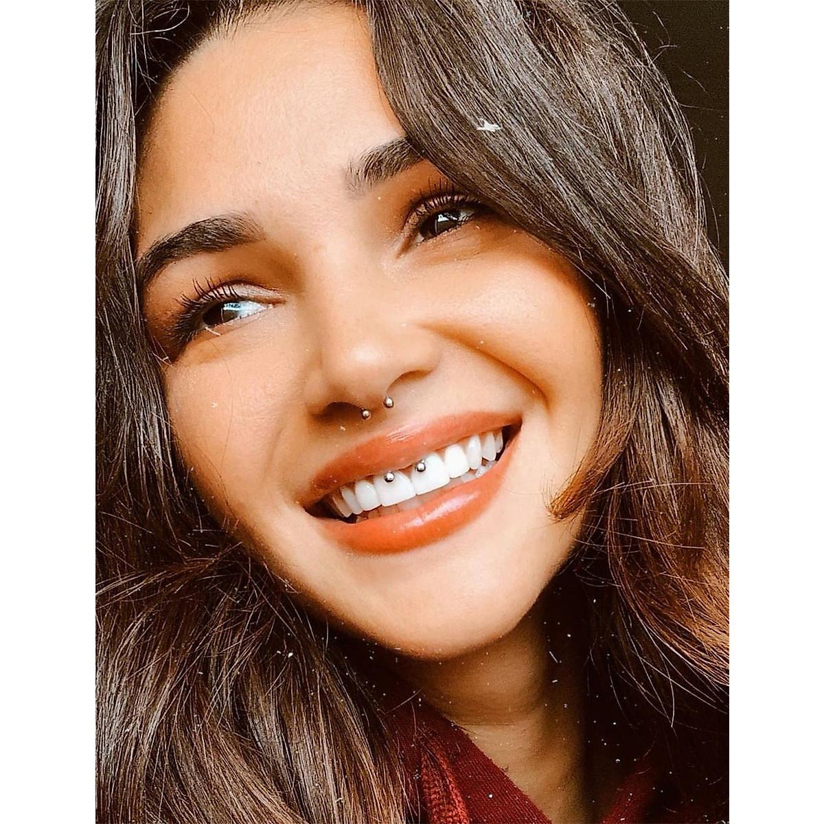 16G Horseshoe Septum Nose Nostril Ring Hoop, 7 Pairs Circular Curved Barbell Externally Threaded, 14K Gold Plated Surgical Steel Small Body Piercing Jewelry Set for Lip Daith Tragus Helix Cartilage Rook Multiple Piercing Smiley ( Ball, 6MM - 14MM)