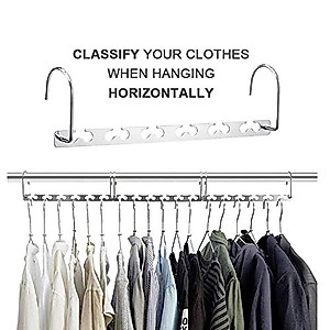 KLEVERISE 4 Pack Metal Space Saving Hangers - Magic Cascading Hanging Hangers Stainless Steel Clothes Hangers - Clothing Closet Space Saver Storage Organizers
