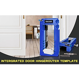 TIHCXNY (Blue) Door Hinge Mounting Kit, Door Hinge Clip, Door Hinge Mortise, Door Hinge Router Template fits 3" to 5" Length and 90 Degree Angle, 1/4" or 5/8" Thickness Door Hinges.