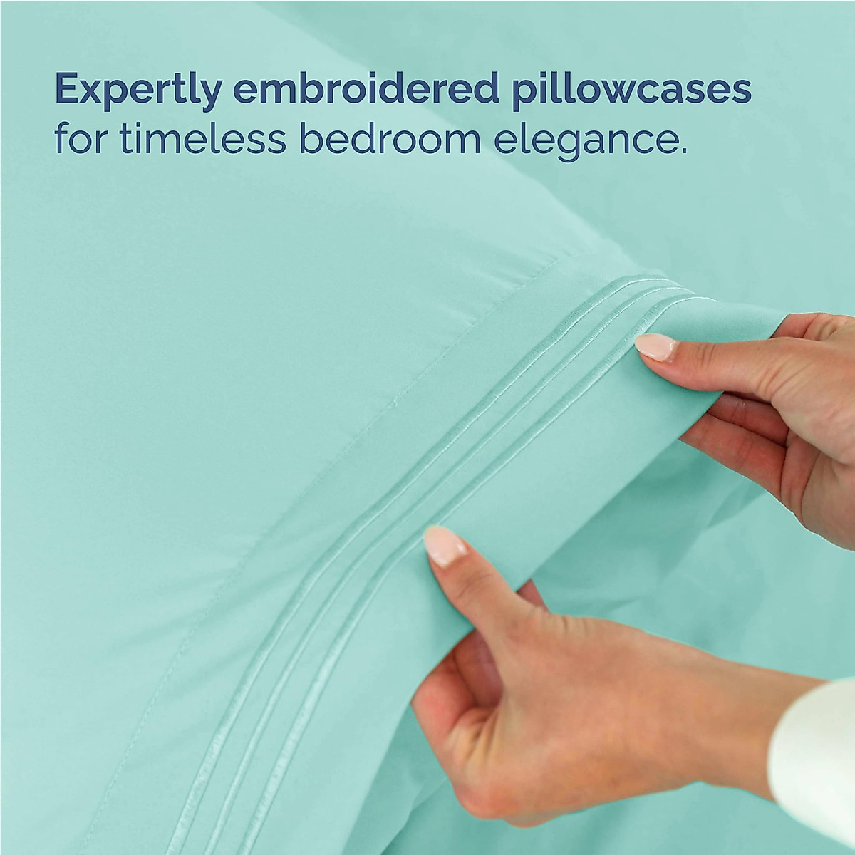 Full Size 4 Piece Sheet Set - Comfy Breathable & Cooling Bed Sheets Set - Hotel Luxury Bedding for Women, Men, Kids & Teens - Deep Pockets, Easy-Fit, Super Soft & Wrinkle Free - Oeko-Tex - Spa Blue