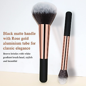 Makeup Brushes Banidy Powder Foundation Brush Flawless Powder Brush Set with Highlighter Brush Blush Brush with Wooden Handle Perfect for Blending, Buffing Liquid, Powder, Foundation, Cream, Concealer