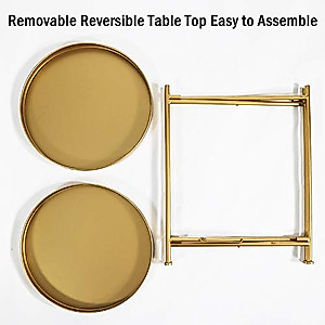 Tiita Round End Table Mental 2-Tier Side Table Nightstand/Small Iron Tables Accent Coffee Table for Living Room Bedroom Office Small Space