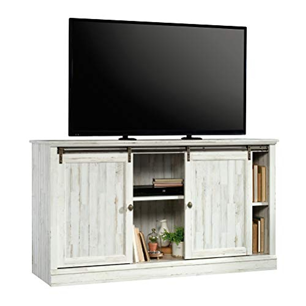 Sauder Barrister Lane Credenza, for TVs up to 60", White Plank finish