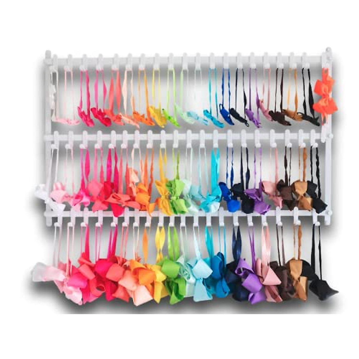 Ollirovey Metal 60 Hook 3ft Wide Headband Display and Headband Organizer for Girls Hair Bows Holds up to 240+ Hair Accessories 4 per Hook - Hooks Adjustable - Wall Mounted