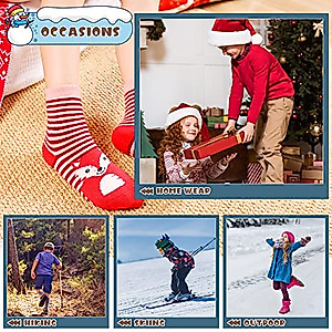 Kids Girls Boys Warm Wool Socks Super Soft Winter Thick Cute Animal Childrens Toddler Thermal Casual Crew Socks (6 Pairs Stripe Animal, 1-3 Years)